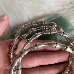 Vintage | Jewelry | Vintage Sterling Silver Bamboo Bangle Bracelets ...
